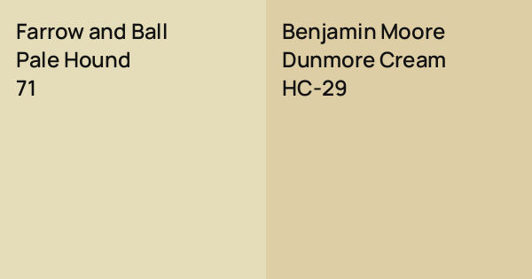 Farrow and Ball Pale Hound vs. Benjamin Moore Dunmore Cream comparison