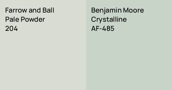 Farrow and Ball Pale Powder vs. Benjamin Moore Crystalline comparison