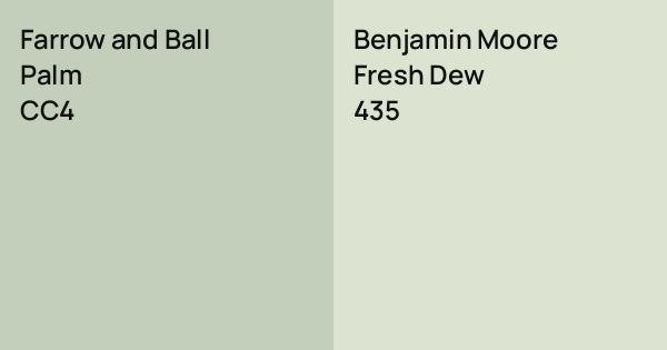 Farrow and Ball Palm vs. Benjamin Moore Fresh Dew comparison