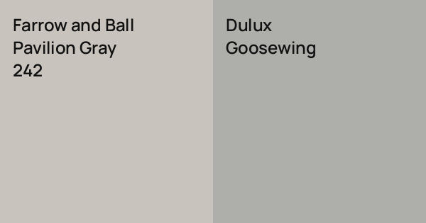 Farrow and Ball Pavilion Gray vs. Dulux Goosewing comparison
