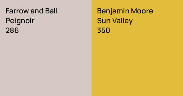Farrow and Ball Peignoir vs. Benjamin Moore Sun Valley comparison