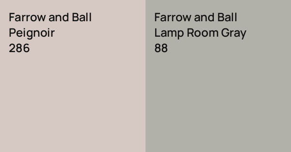 Farrow and Ball Peignoir vs. Farrow and Ball Lamp Room Gray comparison