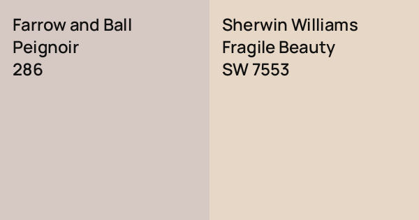 Farrow and Ball Peignoir vs. Sherwin Williams Fragile Beauty comparison