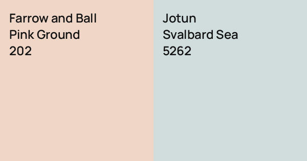 Farrow and Ball Pink Ground vs. Jotun Svalbard Sea comparison