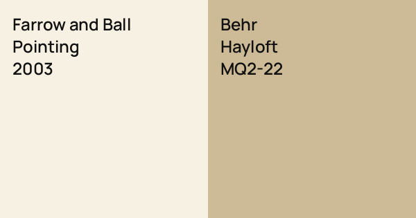 Farrow and Ball Pointing vs. Behr Hayloft comparison