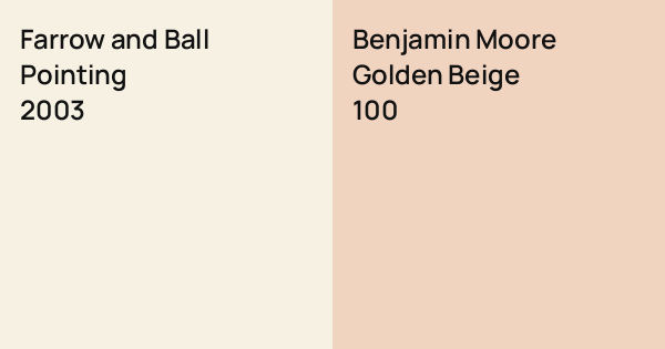 Farrow and Ball Pointing vs. Benjamin Moore Golden Beige comparison