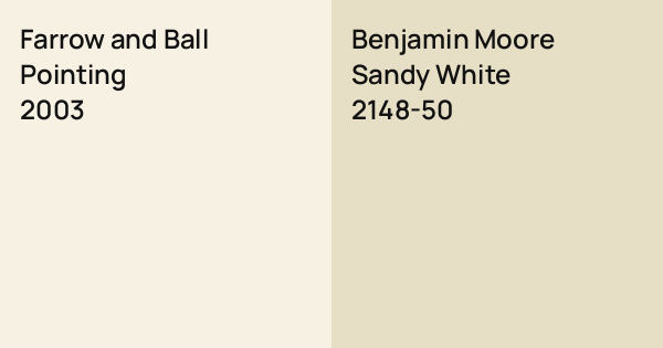 Farrow and Ball Pointing vs. Benjamin Moore Sandy White comparison