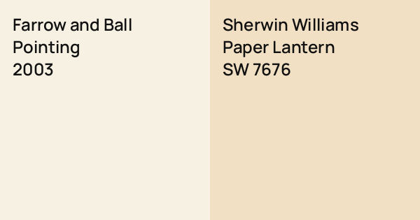 Farrow and Ball Pointing vs. Sherwin Williams Paper Lantern comparison