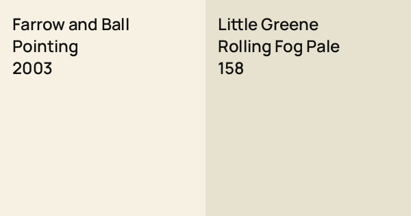 Farrow and Ball Pointing vs. Little Greene Rolling Fog Pale comparison