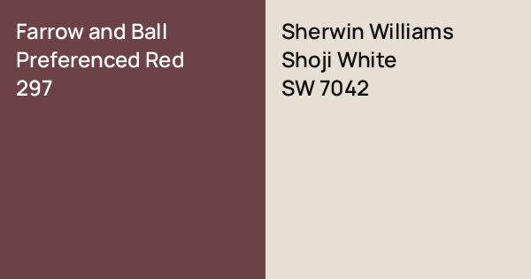 Farrow and Ball Preferenced Red vs. Sherwin Williams Shoji White comparison