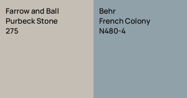 Farrow and Ball Purbeck Stone vs. Behr French Colony comparison