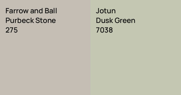 Farrow and Ball Purbeck Stone vs. Jotun Dusk Green comparison