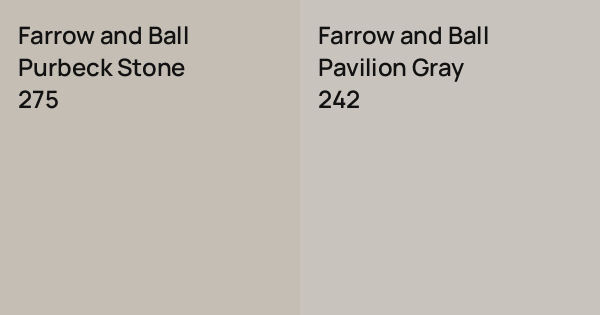 Farrow and Ball Purbeck Stone vs. Farrow and Ball Pavilion Gray comparison