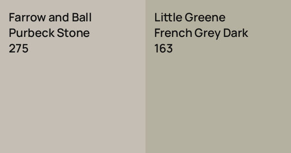 Farrow and Ball Purbeck Stone vs. Little Greene French Grey Dark comparison