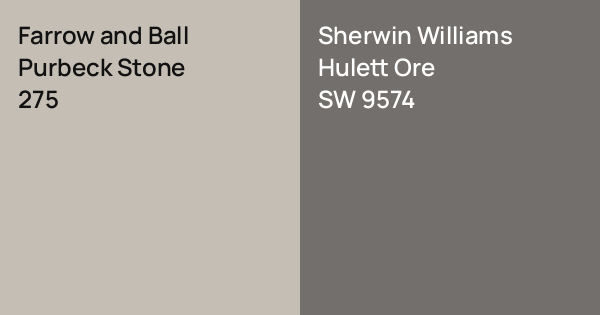 Farrow and Ball Purbeck Stone vs. Sherwin Williams Hulett Ore comparison