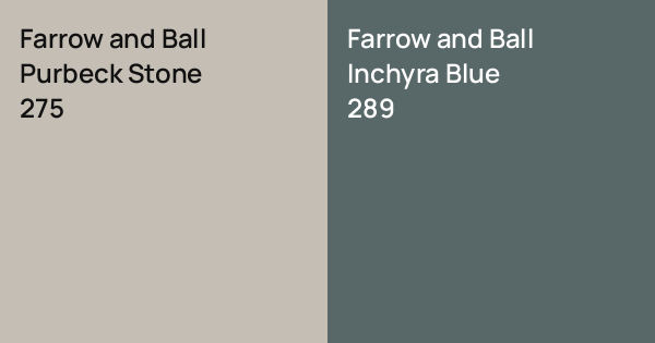 Farrow and Ball Purbeck Stone vs. Farrow and Ball Inchyra Blue comparison