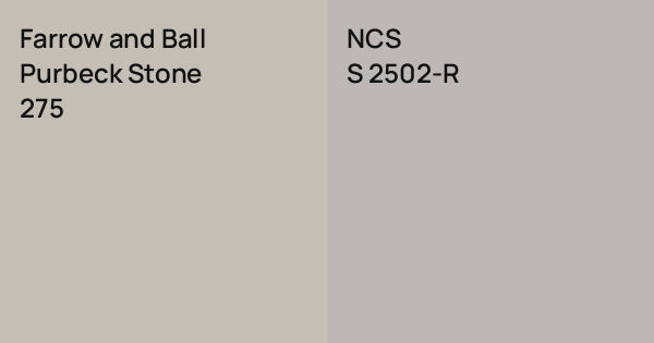 Farrow and Ball Purbeck Stone vs. NCS S 2502-R comparison