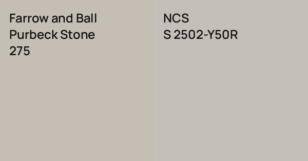 Farrow and Ball Purbeck Stone vs. NCS S 2502-Y50R comparison
