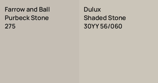 Farrow and Ball Purbeck Stone vs. Dulux Shaded Stone comparison