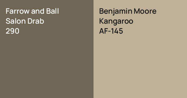 Farrow and Ball Salon Drab vs. Benjamin Moore Kangaroo comparison