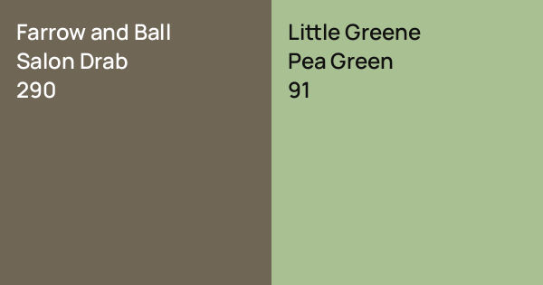 Farrow and Ball Salon Drab vs. Little Greene Pea Green comparison