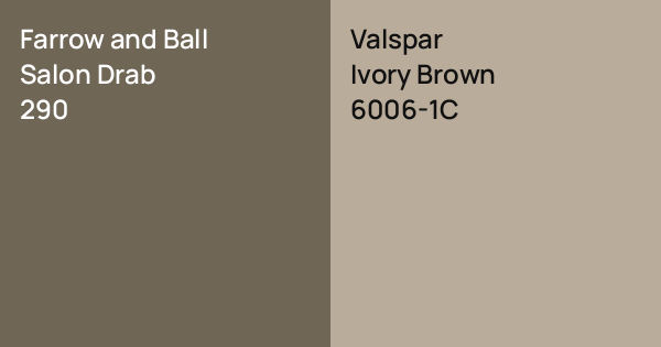 Farrow and Ball Salon Drab vs. Valspar Ivory Brown comparison