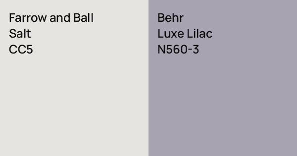 Farrow and Ball Salt vs. Behr Luxe Lilac comparison