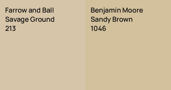 Farrow and Ball Savage Ground vs. Benjamin Moore Sandy Brown comparison