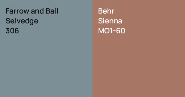 Farrow and Ball Selvedge vs. Behr Sienna comparison