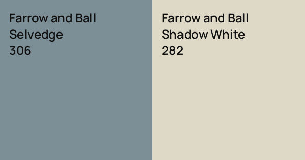 Farrow and Ball Selvedge vs. Farrow and Ball Shadow White comparison