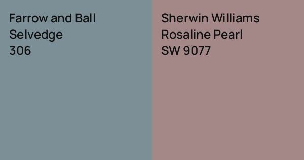 Farrow and Ball Selvedge vs. Sherwin Williams Rosaline Pearl comparison