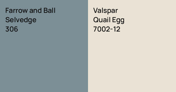 Farrow and Ball Selvedge vs. Valspar Quail Egg comparison