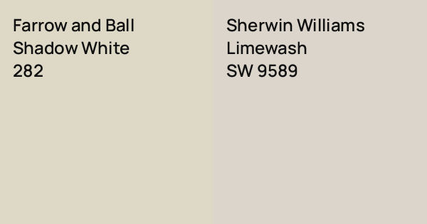Farrow and Ball Shadow White vs. Sherwin Williams Limewash comparison