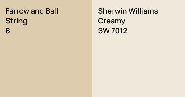 Farrow and Ball String vs. Sherwin Williams Creamy comparison