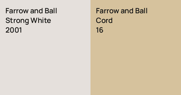 Farrow and Ball Strong White vs. Farrow and Ball Cord comparison