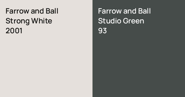 Farrow and Ball Strong White vs. Farrow and Ball Studio Green comparison