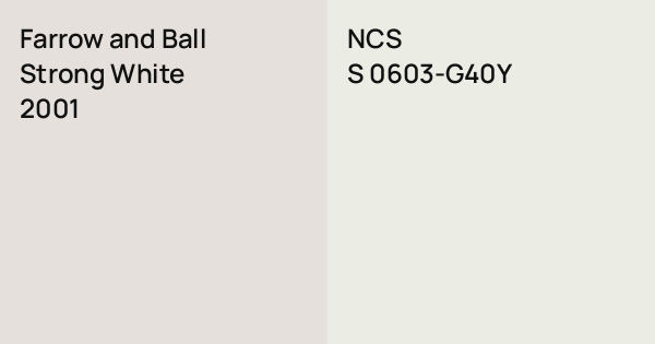 Farrow and Ball Strong White vs. NCS S 0603-G40Y comparison