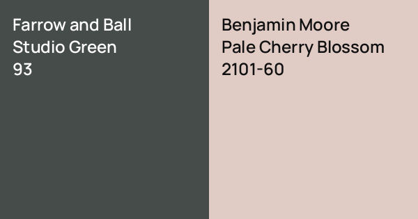 Farrow and Ball Studio Green vs. Benjamin Moore Pale Cherry Blossom ...