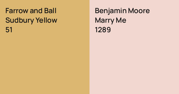 Farrow and Ball Sudbury Yellow vs. Benjamin Moore Marry Me comparison