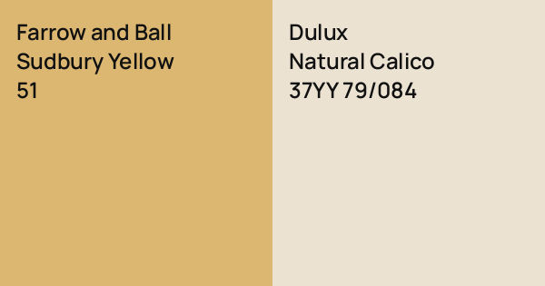 Farrow and Ball Sudbury Yellow vs. Dulux Natural Calico comparison