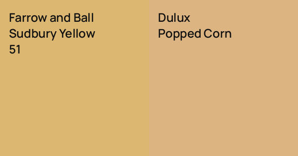 Farrow and Ball Sudbury Yellow vs. Dulux Popped Corn comparison