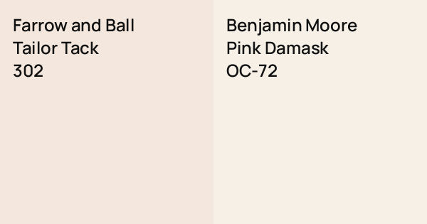 Farrow and Ball Tailor Tack vs. Benjamin Moore Pink Damask comparison