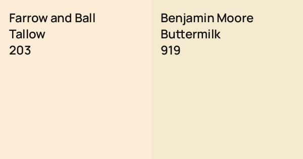Farrow and Ball Tallow vs. Benjamin Moore Buttermilk comparison