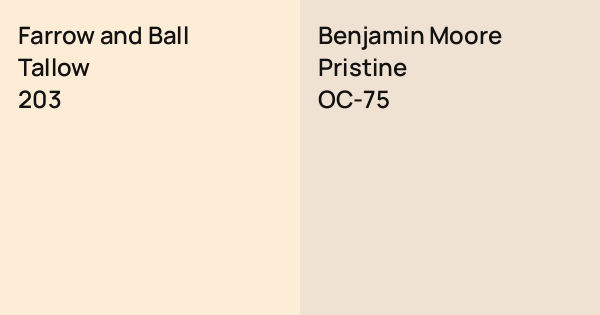 Farrow and Ball Tallow vs. Benjamin Moore Pristine comparison