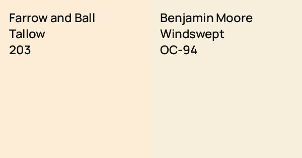 Farrow and Ball Tallow vs. Benjamin Moore Windswept comparison