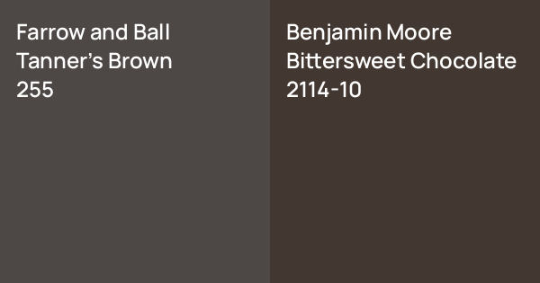 Farrow and Ball Tanner's Brown vs. Benjamin Moore Bittersweet Chocolate ...