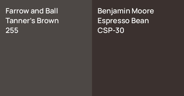 Farrow and Ball Tanner's Brown vs. Benjamin Moore Espresso Bean comparison