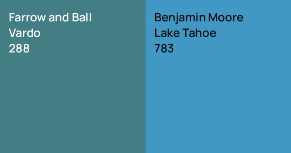 Farrow and Ball Vardo vs. Benjamin Moore Lake Tahoe comparison