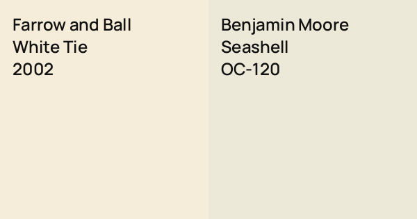 Farrow and Ball White Tie vs. Benjamin Moore Seashell comparison