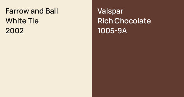 Farrow and Ball White Tie vs. Valspar Rich Chocolate comparison